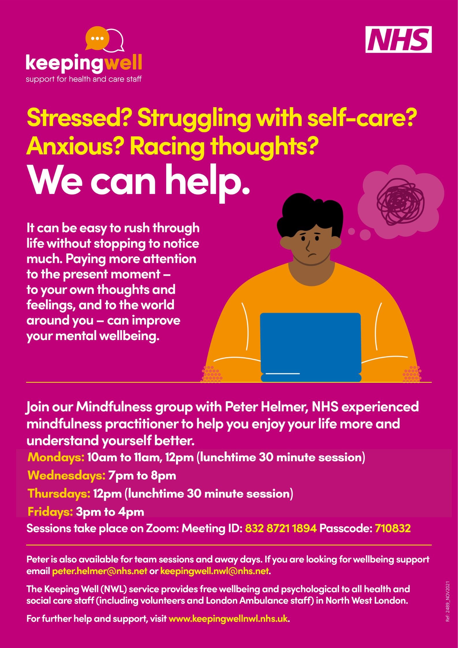 New dates added for weekly mindfulness sessions with Keeping Well North ...